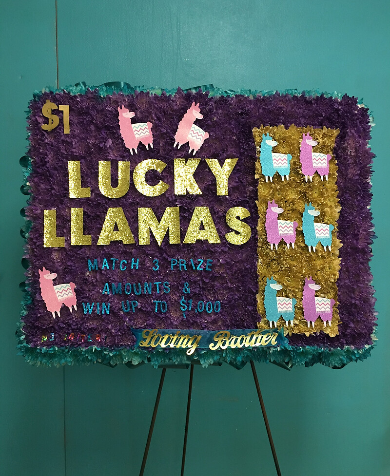 Scratch-off lottery ticket arranged by a florist in Freehold, NJ ...